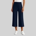 AHTJRT Women's Cropped Pants Straight Wide Leg Pants High Stretch Waist ...