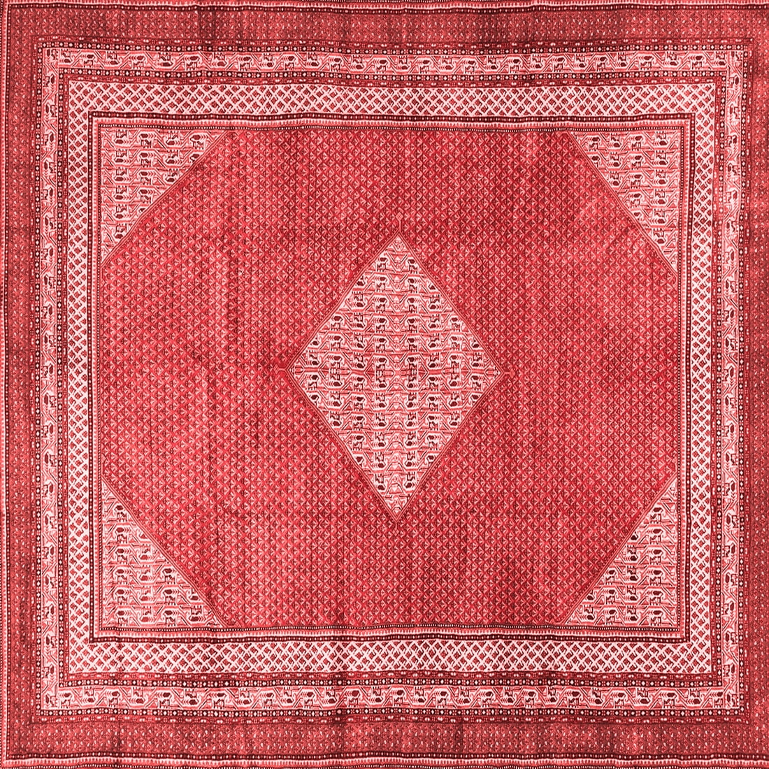 Ahgly Company Indoor Square Medallion Red Traditional Area Rugs, 7 ...