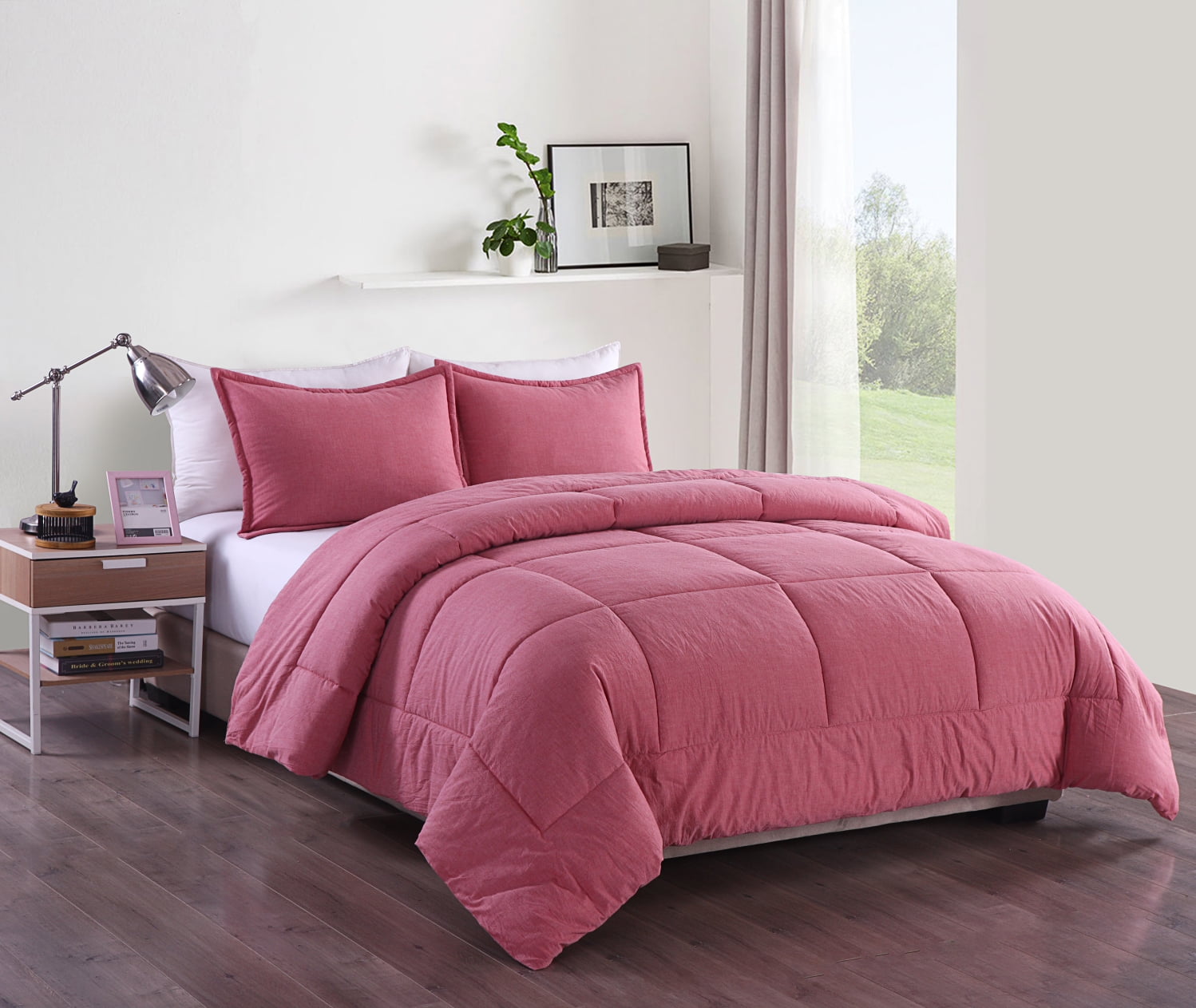 Messy Bed Washed Cotton Comforter Mini Set, King, Red - Walmart.com