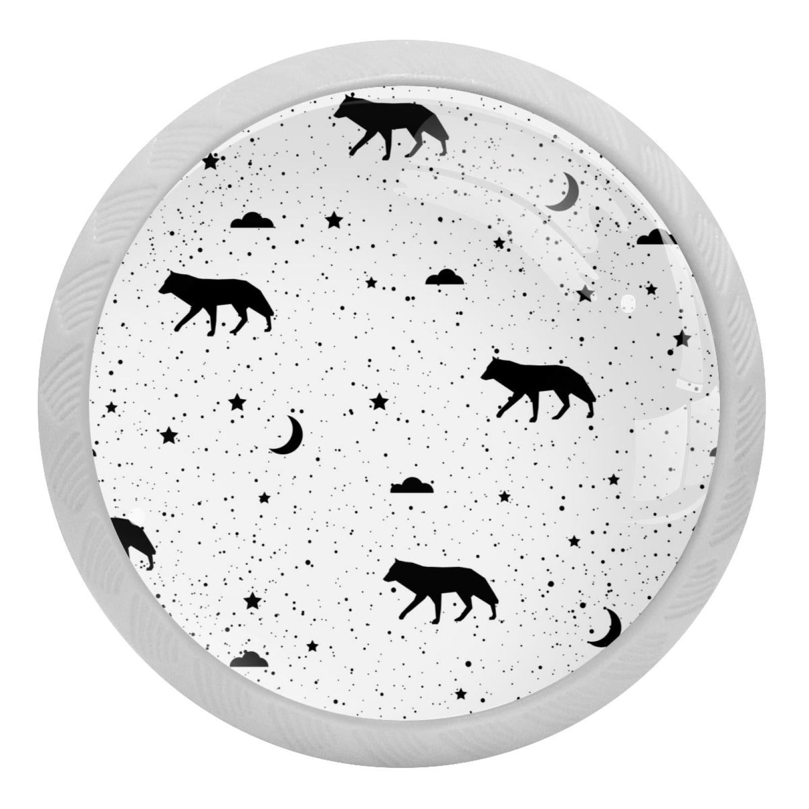 4PCS Round Wolf Cabinet Fluorescence Knob Glowing in the Dark Furniture ...