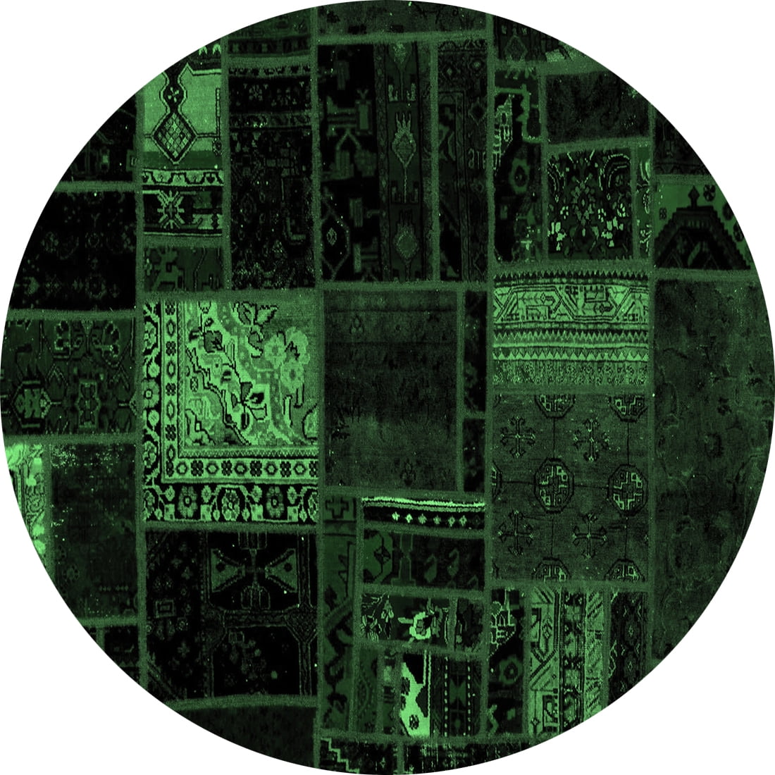 Ahgly Company Indoor Round Patchwork Emerald Green Transitional Area ...