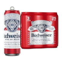 Budweiser American Lager Beer 3 Pack 25 fl oz Aluminum Cans 5% ABV ...