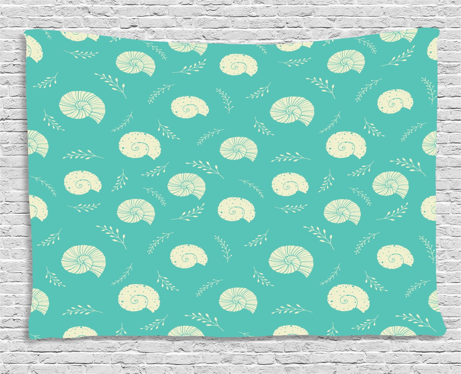 Shells Tapestry, Art Deco Style Vintage Illustration of Shark Eye Moon ...
