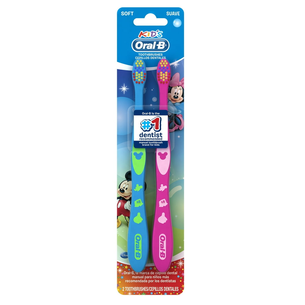 Oral-B Kids Disney's Mickey and Minnie Soft Bristle Manual Toothbrush ...