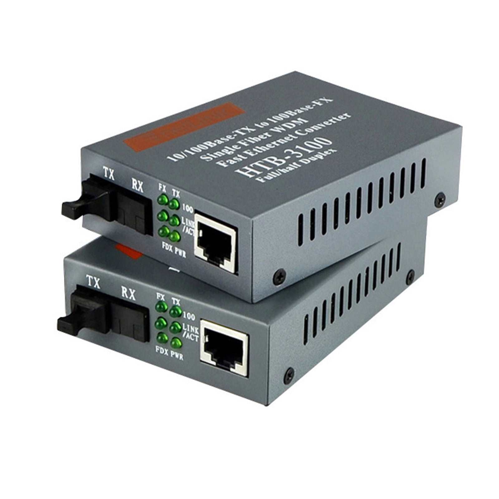 1 Pair 25KM Fiber Media Converter Gigabit 10/100/1000M SM Single Fiber ...