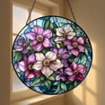 Elegant Floral Stained Glass Panel – Pink and Purple Bloom Window Art ...