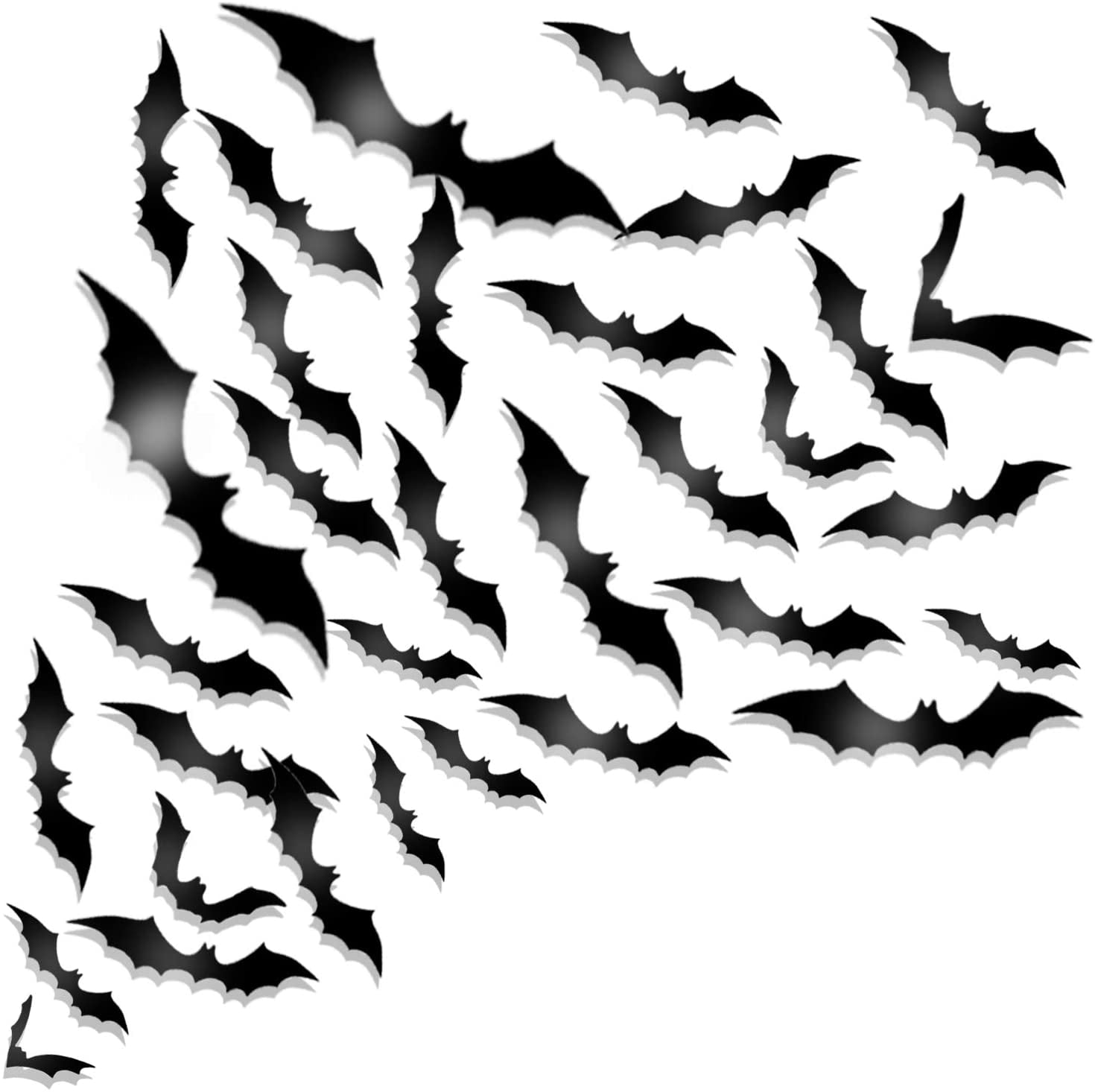 72 Pack 3D Bats Stickers Plastic Wall Bat Decals for Home Window Decor ...