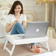 Bamboo Lap Desks Bed Table White Breakfast Tray with Folding Legs ...