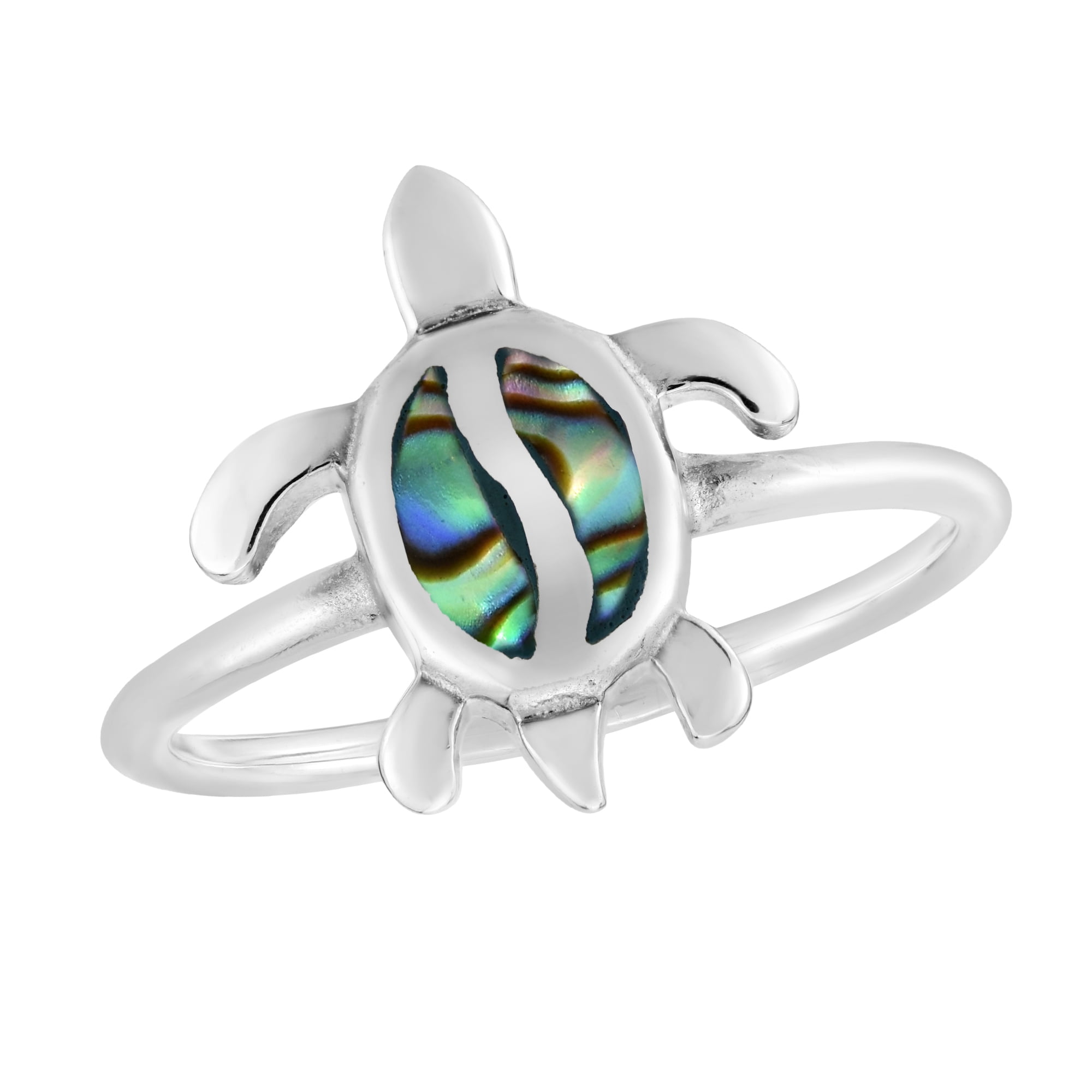 Dazzling Sea Turtle Rainbow Abalone Shell Inlay Sterling Silver Ring ...