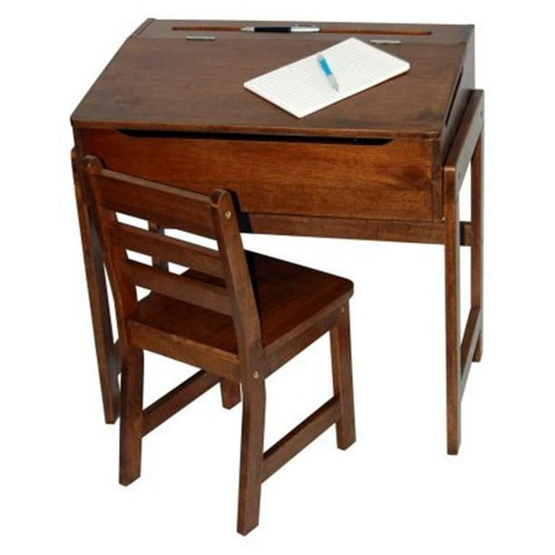 Slanted Top Desk and Chair in Walnut - Walmart.com - Walmart.com