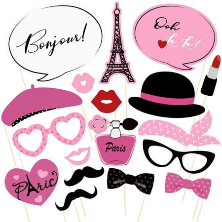 Paris Photo Props Amosfun Paris Party Photo Booth Props Kit Paris ...