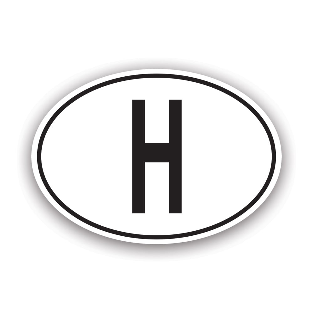 H Hungary Country Code Oval Sticker Decal - Self Adhesive Vinyl ...