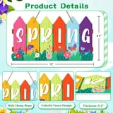 WhatSign Hello Spring Wreath Sign for Front Door Colorful Fence Flowers ...