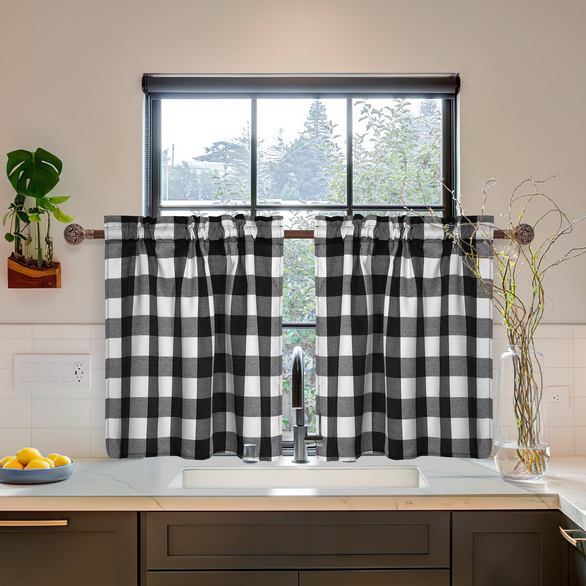 Barossa Design Buffalo Check Kitchen Tier Curtains 36 Inch Plaid Small ...