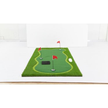 Indoor/Outdoor Putting Green Mat with 3 Holes, Stainless Steel Cups ...