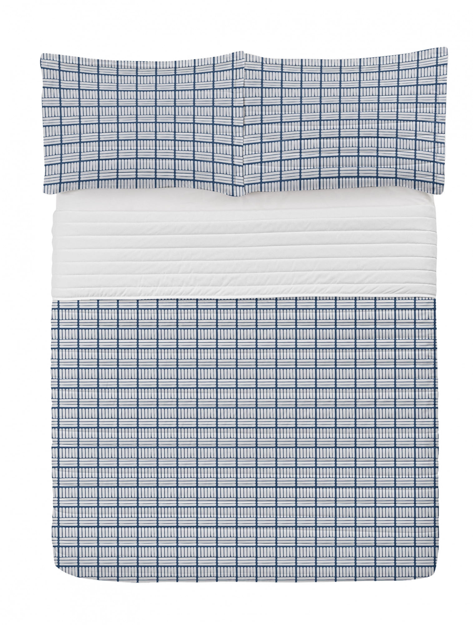 Dutch Microfiber Bedspread Set, Hand Drawn Stripes Delft Pattern ...