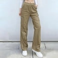 Inleife High Waisted Work Pants for Women Zipper Pocket Street Style ...