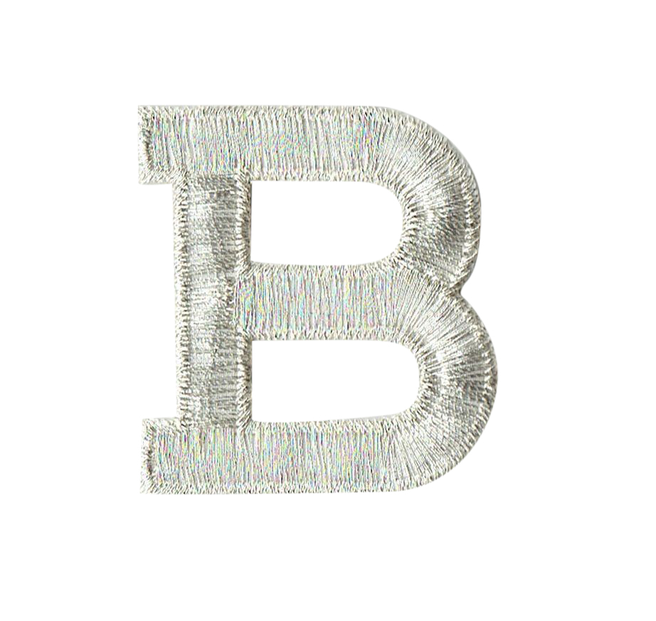 Alphabet Letter - B - Color Silver - 2" Block Style - Iron On ...
