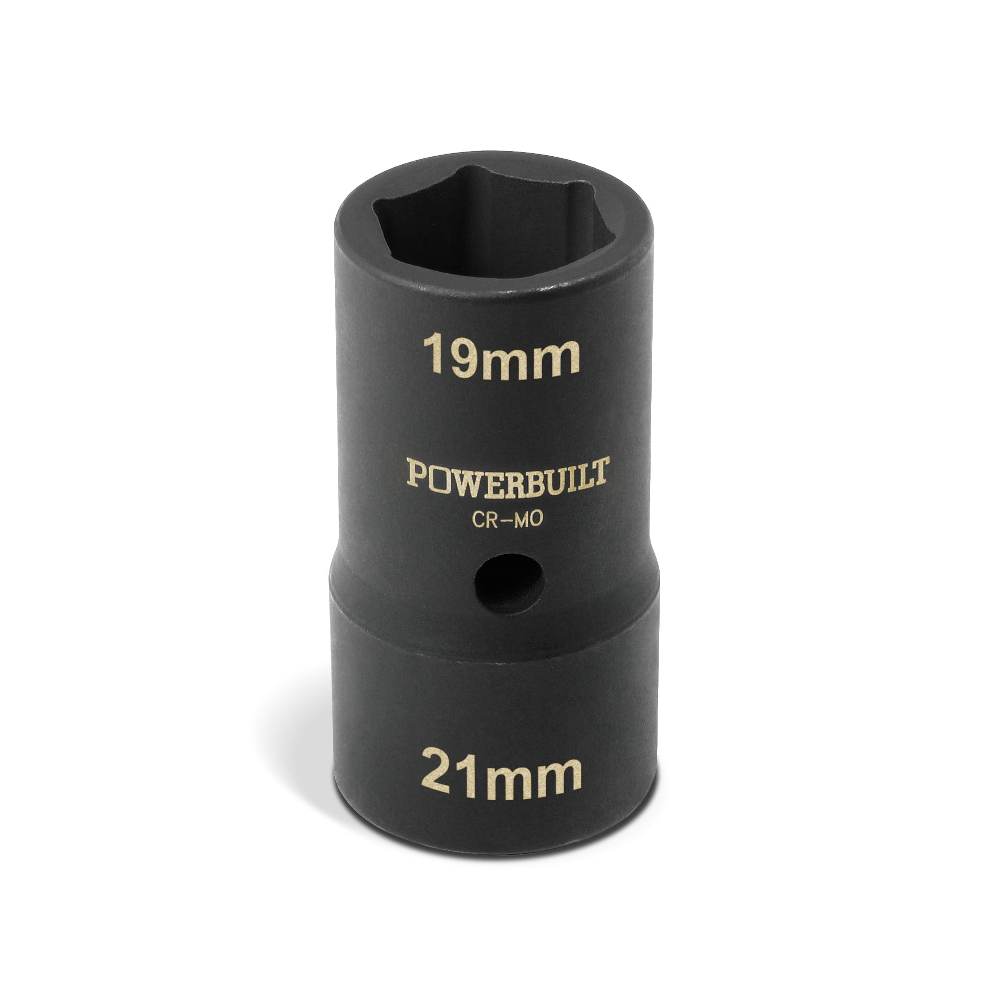 Powerbuilt 1/2 in. Double-End 19mm x 21mm Metric Flip Lug Nut Socket ...