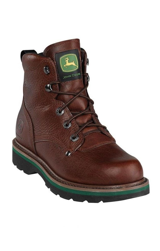 John Deere Work Boots Mens Leather Steel Toe Lacer Dark Walnut JD6393 ...