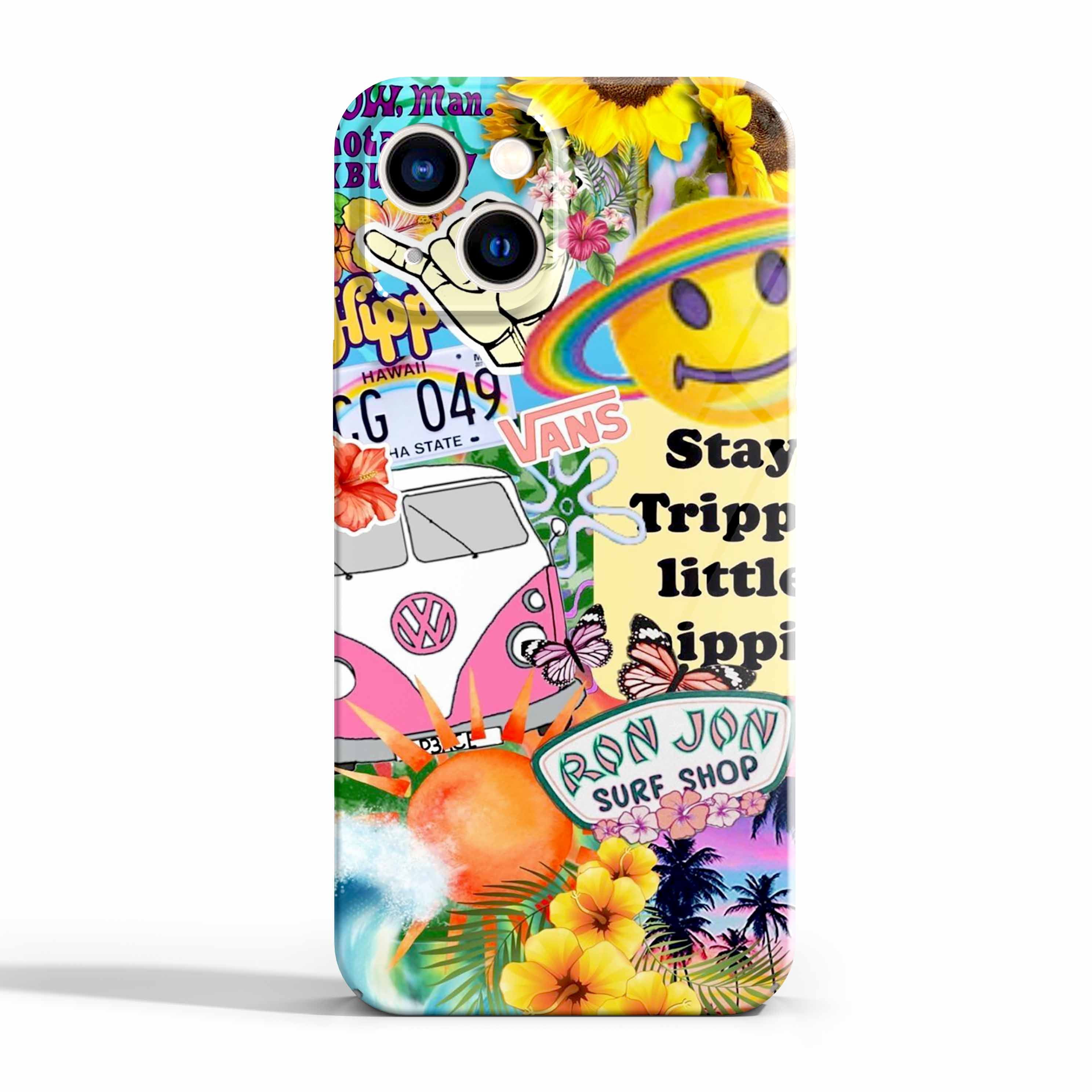 Hippie Trippy Collage Case for iPhone 14 Plus,Aesthetic Art Design Full ...