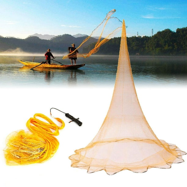 10.5ft / 3.2m Hand Cast Fishing Mesh Spin Network Bait Fish Net ...