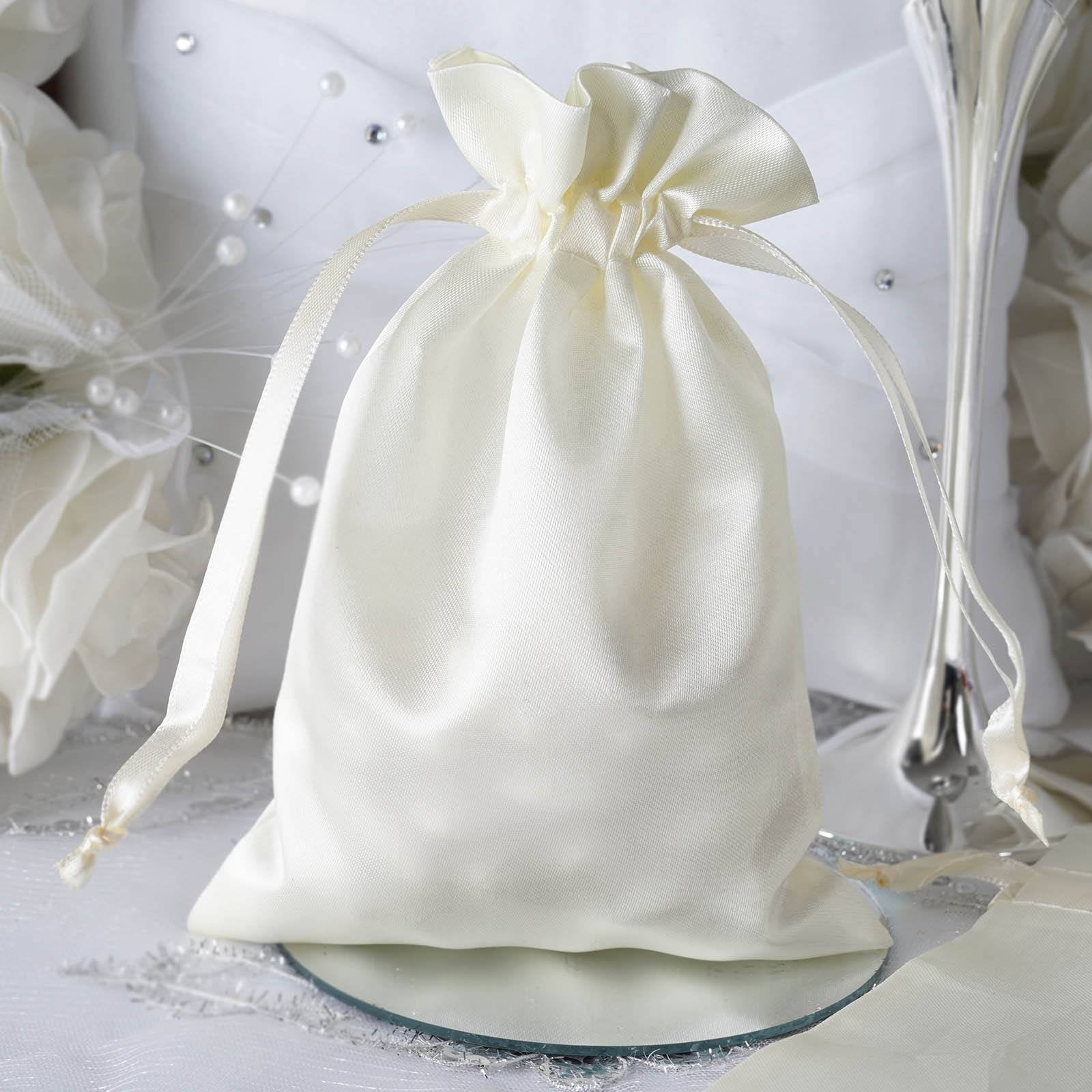Efavormart 60PCS IVORY Satin Gift Bag Drawstring Pouch Wedding Favors ...