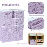 Set of 4 Stackable Lace-Design Storage Bins Plastic Home Organizer ...