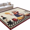 Retro Cartoon Chef Washable Area Rug 5 x 7 ft Vintage Wine Cheese ...