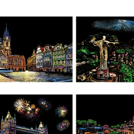 Scratch Paper Landscape Scratchboard Scratch Painting Paper Cartoon ...