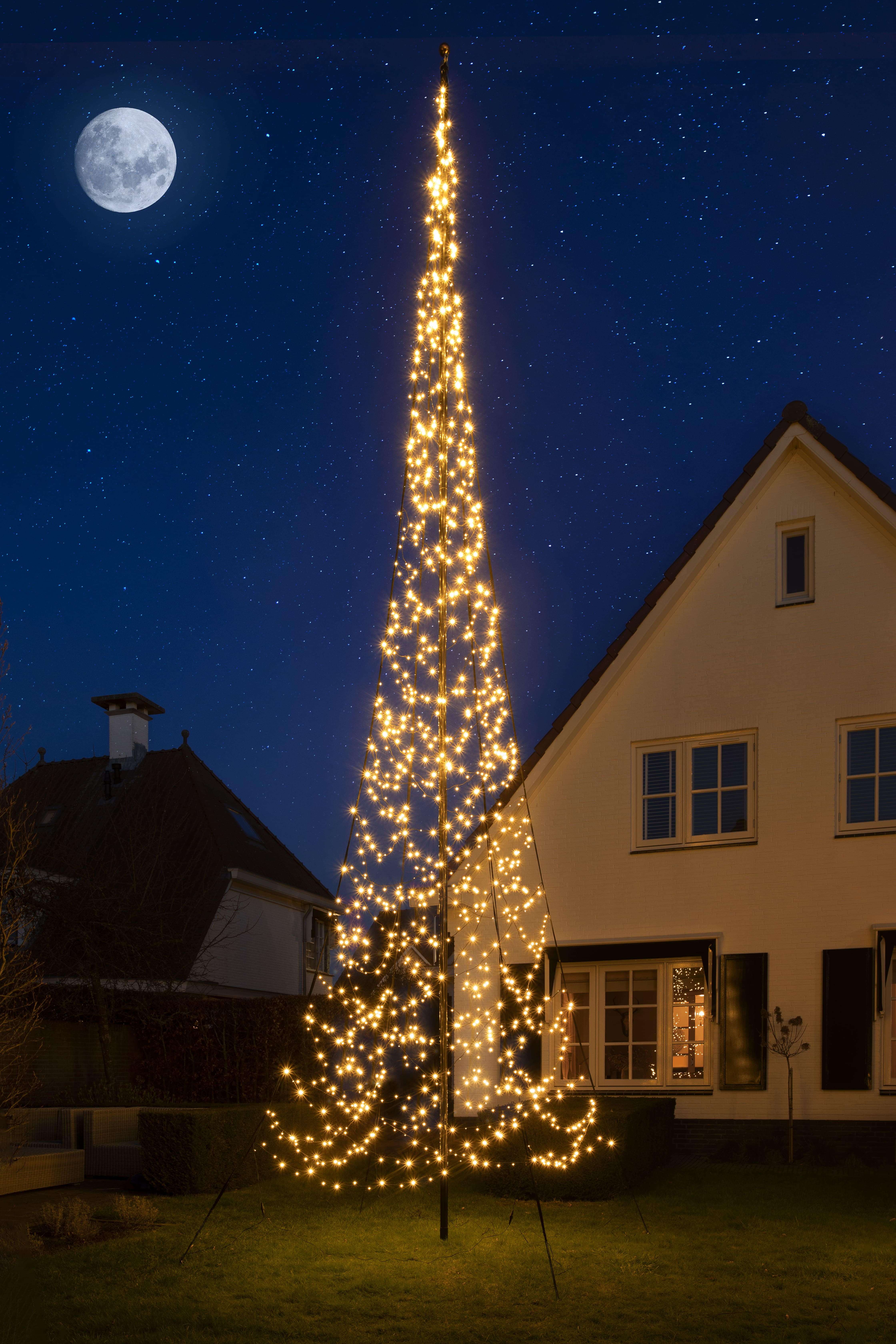 Fairybell Flagpole LED Christmas Tree (25ft - 1000 LEDs, Warm White ...