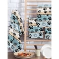 Blue Beige Paw Print Kitchen Dish Towels for Drying Dishes Set of 2 ...