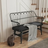 HLR Farmhouse Entryway Bench, Spindle Back Support Wood Dining Benches ...