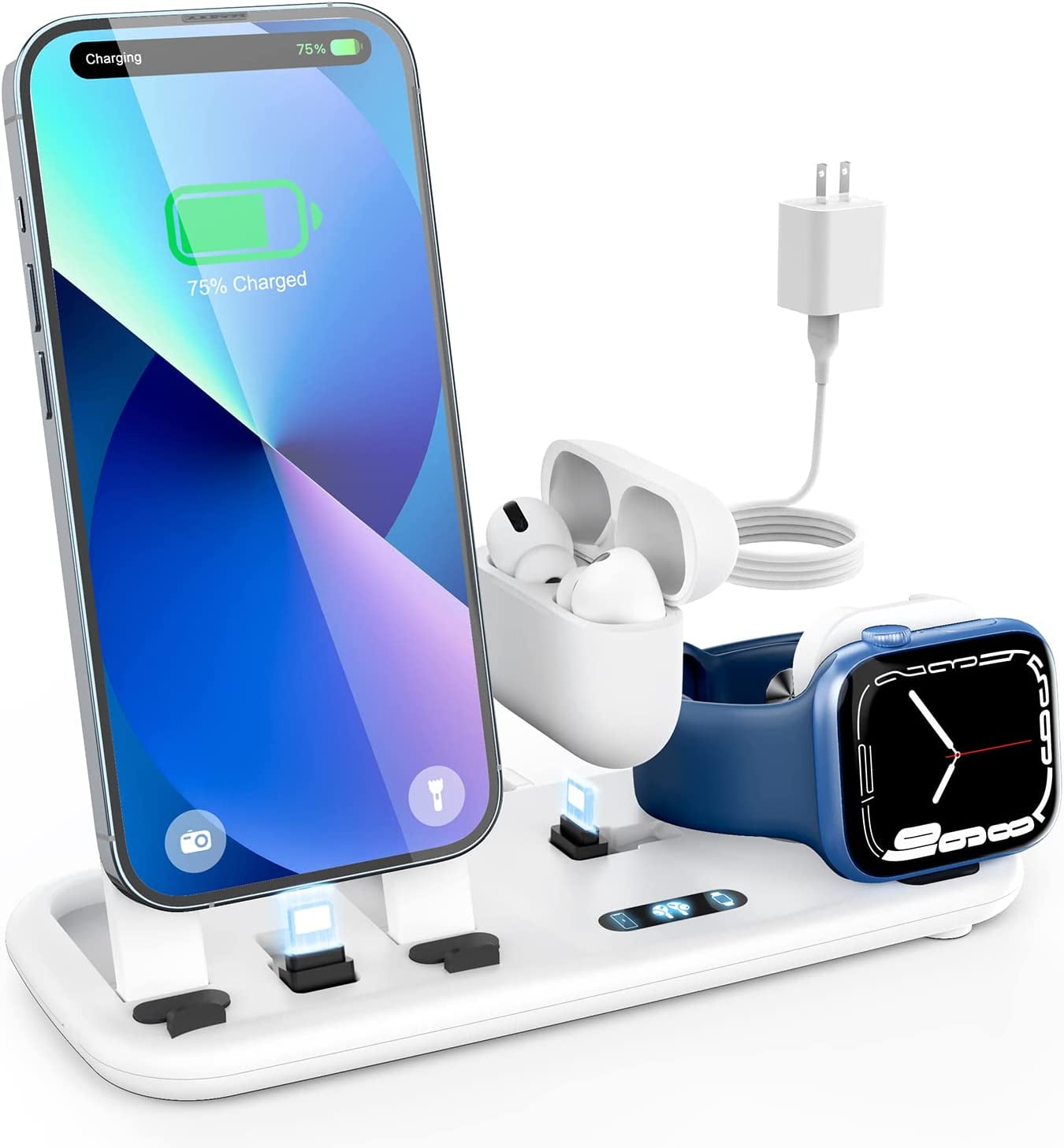 Foldable 3 in 1 Charging Station,18W Fast Charger Stand for Multiple ...