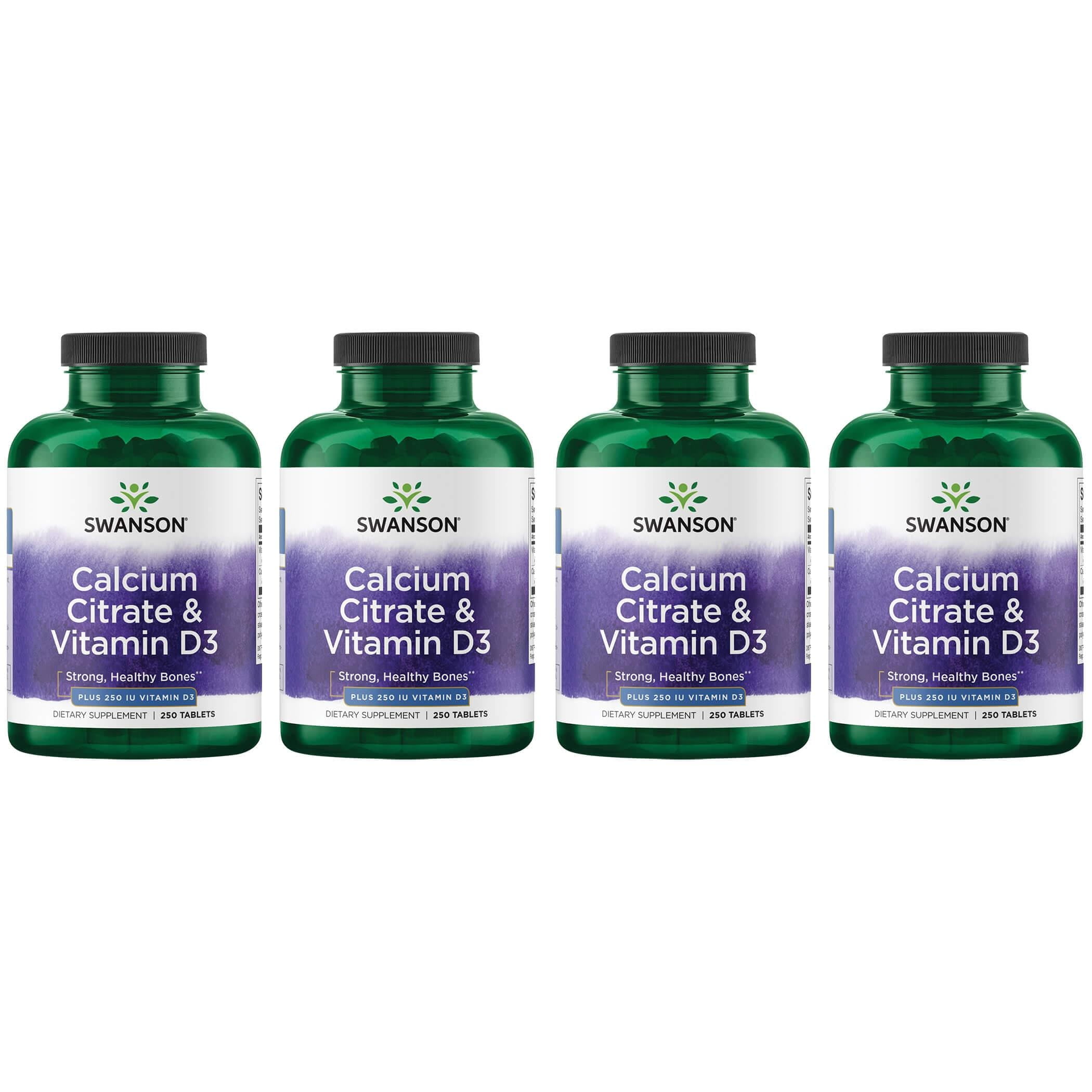 Swanson Calcium Citrate & Vitamin D3 250 Tabs 4 Pack - Walmart.com