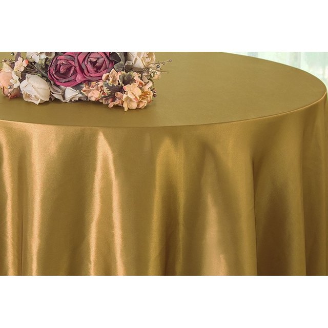 Wedding Linens Inc. 90'' Round Satin Table Cover Tablecloth - Antique ...