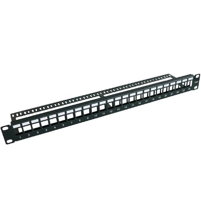 GlobalTone Empty Patch Panel for Keystone jacks 24 ports black 19" 1U ...