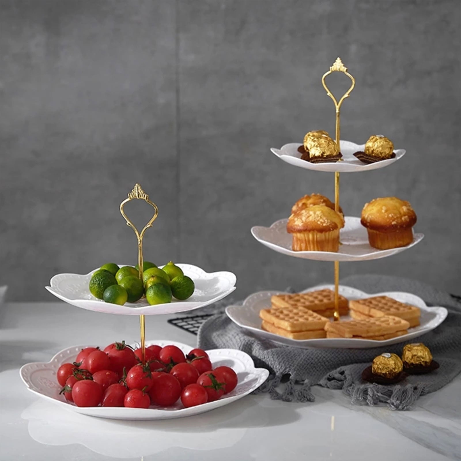KOMOO 2/3 Tier Cupcake Stand Plastic Tiered Tray Serving Stand Snack ...