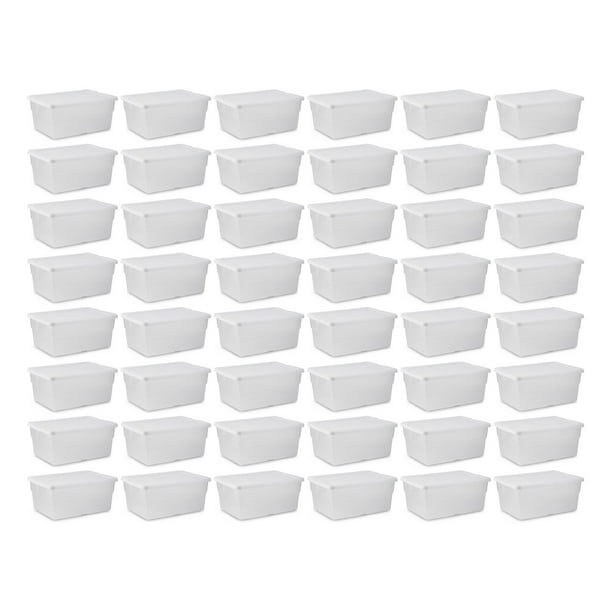 Sterilite 16 Qt Plastic Stacking Storage Container Box with Lid, 48 ...