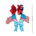 4th of July Bow Door Hanger with Double Flags, Red White Blue Ribbon ...