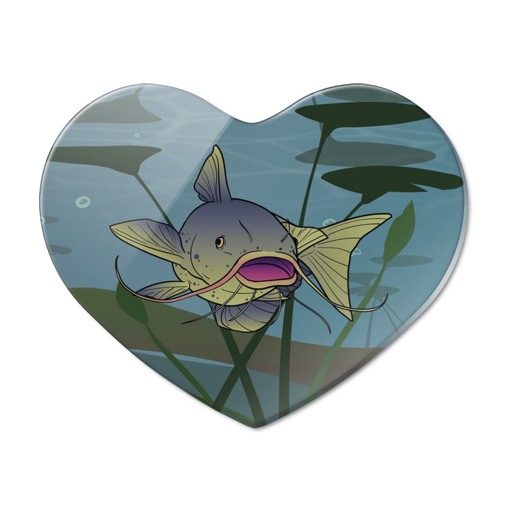 Catfish Swimming in Water Heart Acrylic Fridge Refrigerator Magnet ...