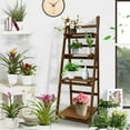 Dazone 4-Tier Wooden Foldable Plant Stand, Indoor/Outdoor Balcony Rack ...