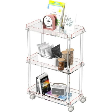 HOMCOM 3- tier Slim Storage Cart, Rolling Narrow Kitchen Cart on Wheels ...
