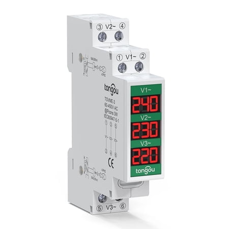 MYG Din Rail Mount Three Phase Voltage Meter Ac 80-500V Mini Modular ...