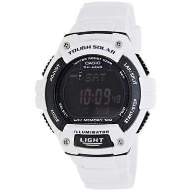 Casio - Unisex Solar Multi-Function 120-Lap Runner Watch, White Glossy ...