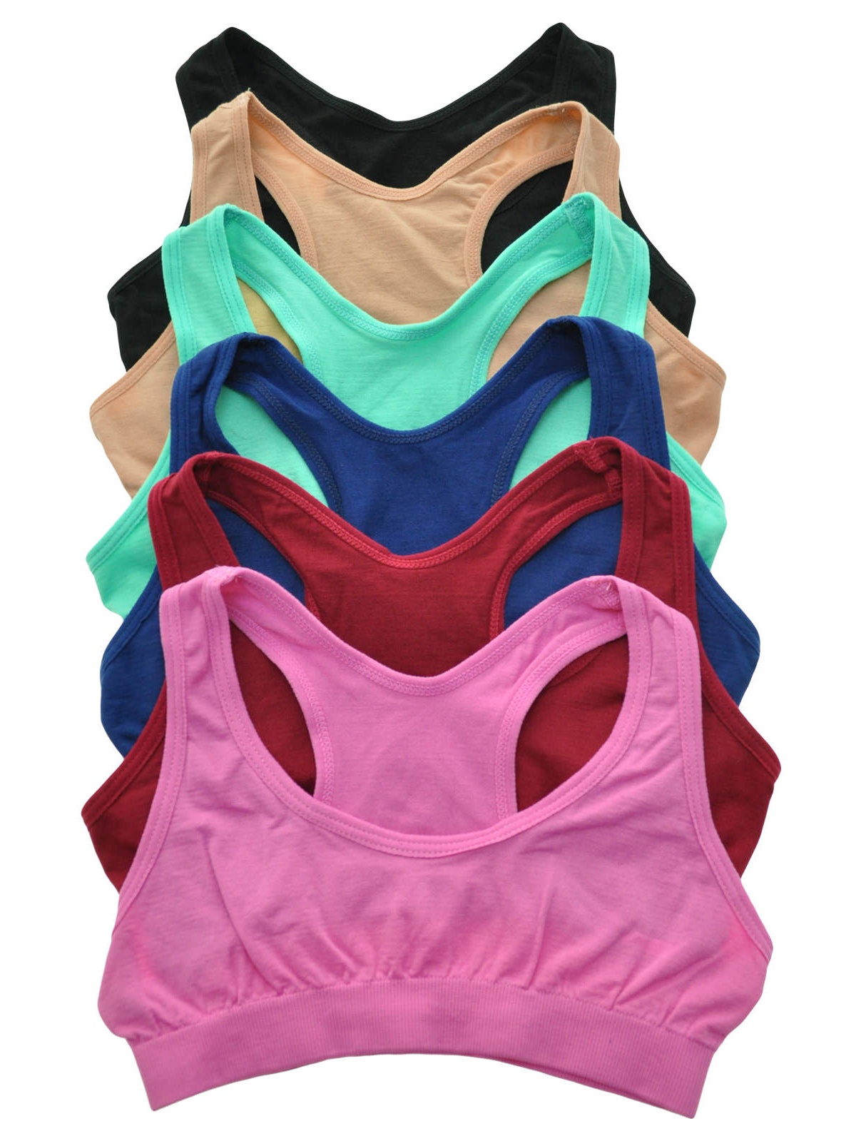 Maria Rosa Girls Seamless Racerback Bralettes (6-Pack) - Walmart.com