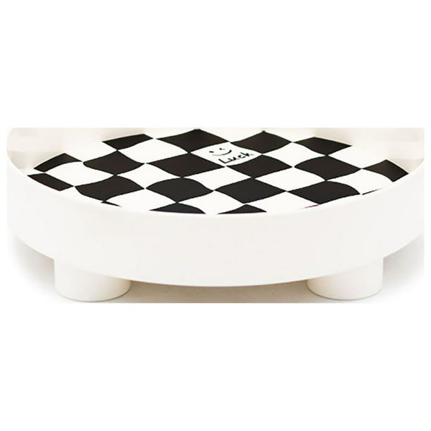 Round Storage Organizer Tray Checkerboard Design Plate Container Tray ...