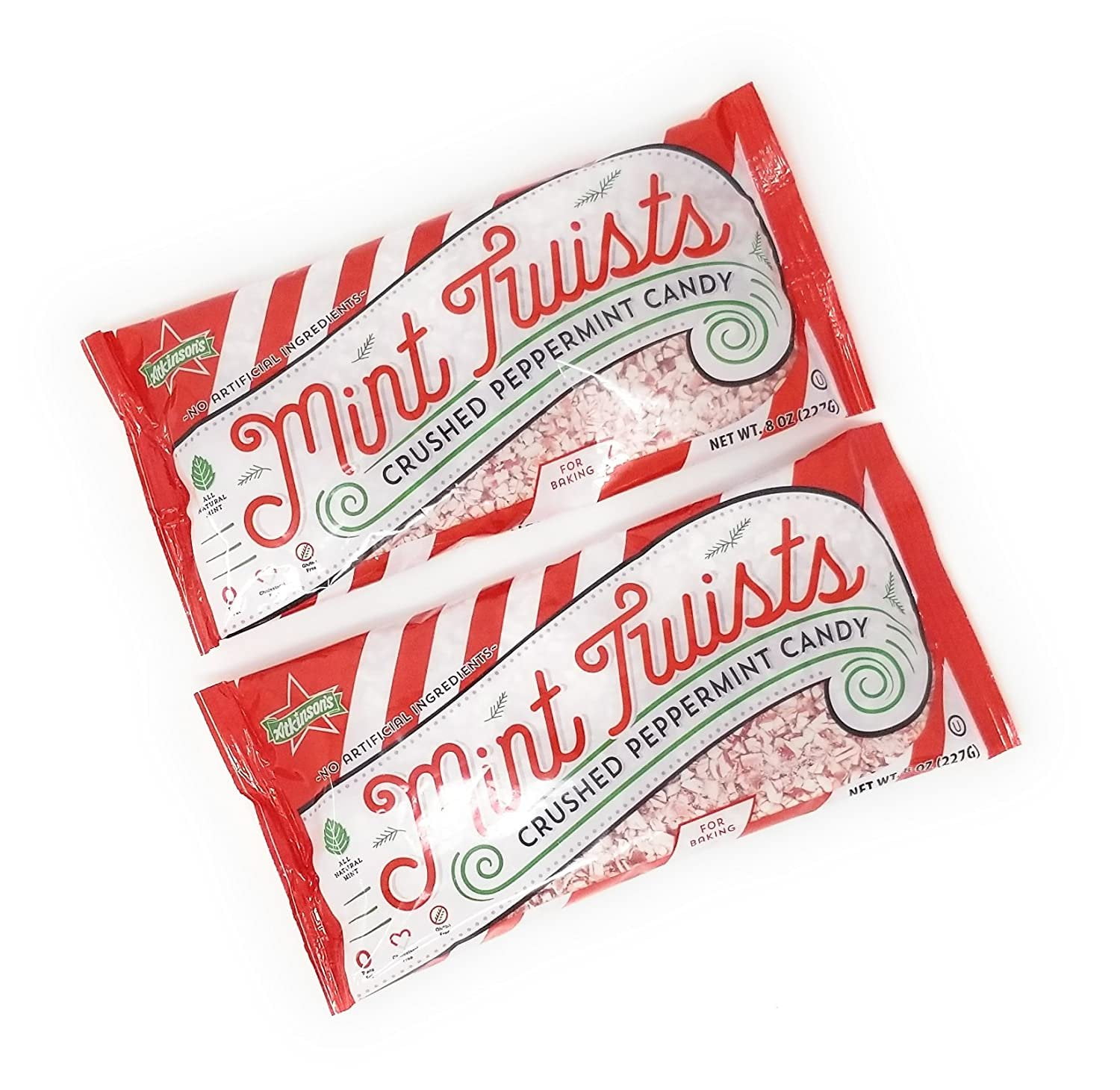 Atkinson's Mint Twists Crushed Peppermint Candy for Baking 8 Ounces 2 Bags 16 oz - Walmart.com