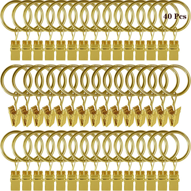 40 Pack 1in Window Curtain Ring with Clip Rustproof Vintage for ...