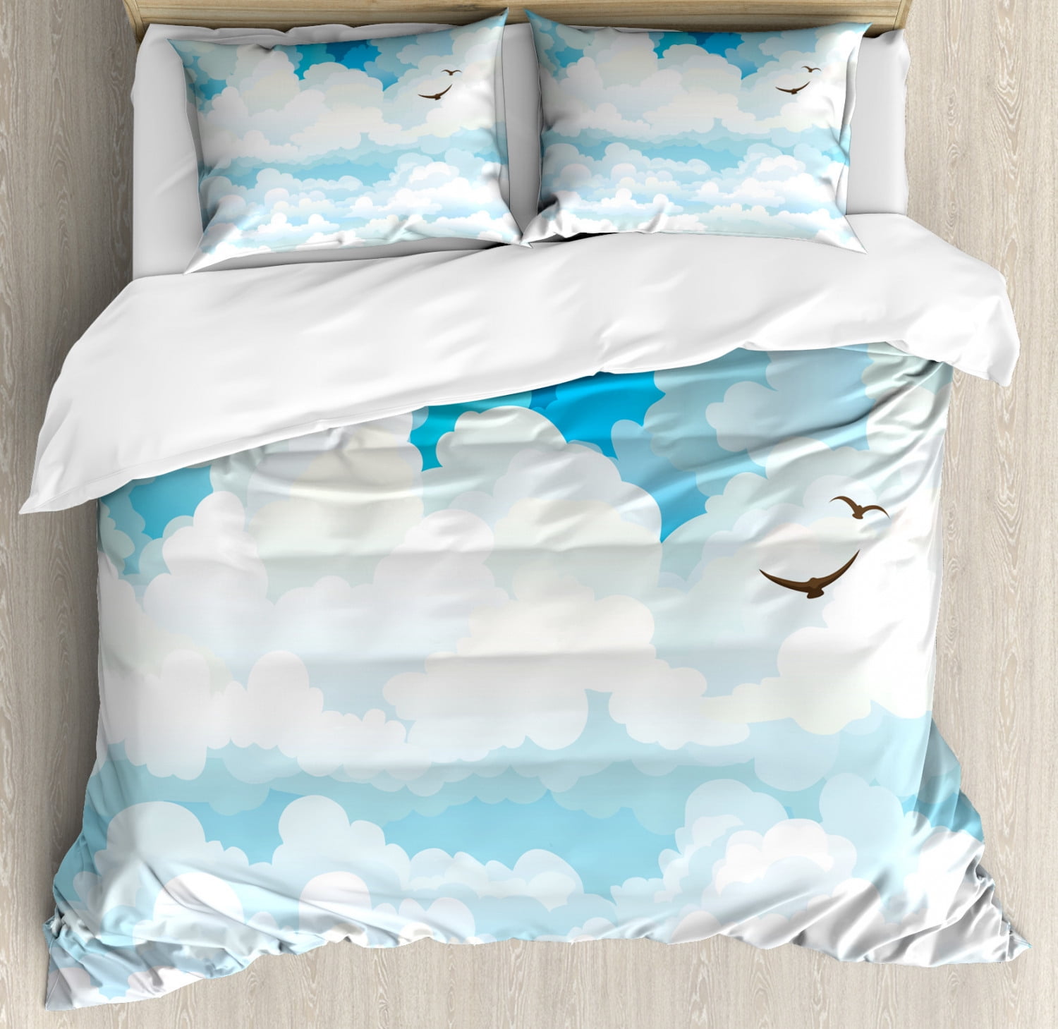 Cloud King Size Duvet Cover Set, Group of Cumulus Clouds on a Blue Sky ...